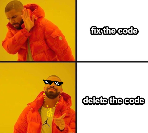fix the code delete the code