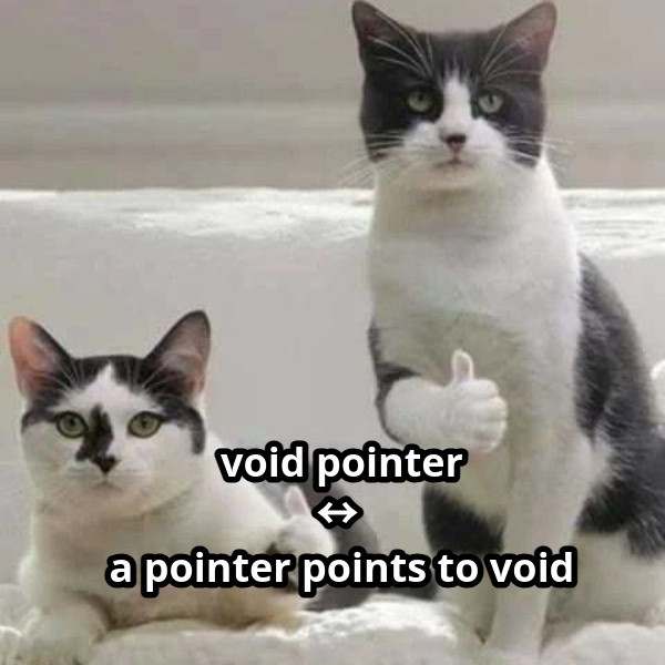 void pointer ↔ a pointer points to void